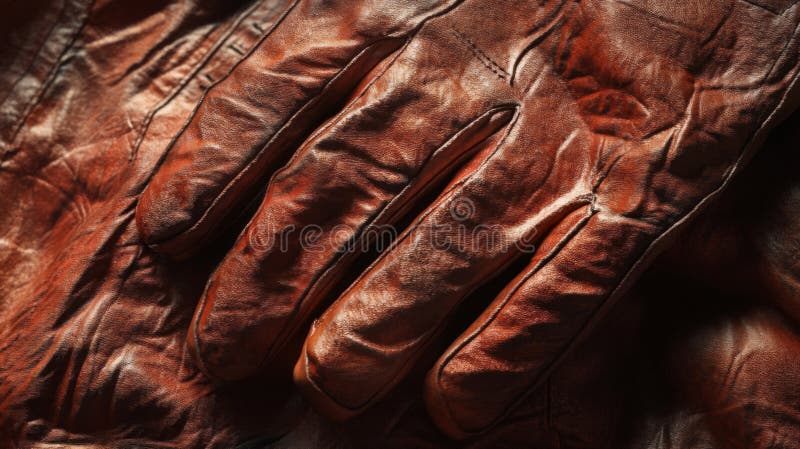 Close-up of a Worn Brown Leather Glove Stock Illustration ...