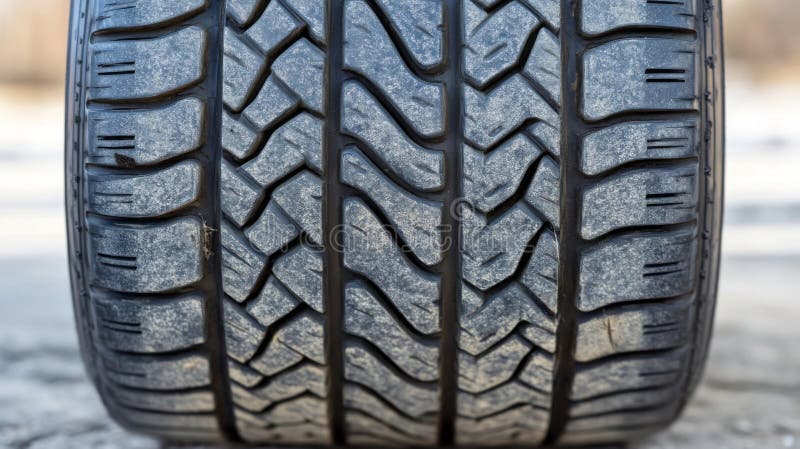 Close-up of a Worn Car Tire with a Detailed Tread Pattern Stock ...