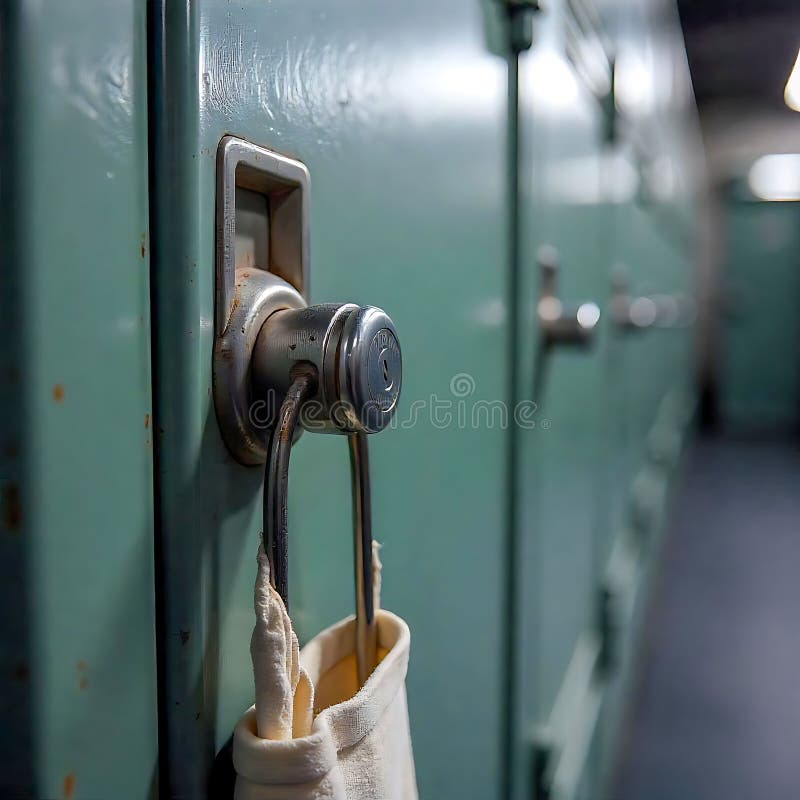 Close-Up of Worn Gym Locker with Combination Lock Stock Illustration ...