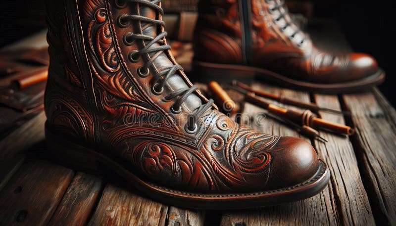 Close Up of the Worn Leather and Intricate Stitching of an Anti Stock ...