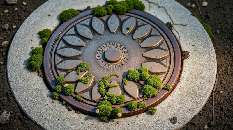Circular Manhole Cover with Industrial Texture Stock Image - Image of ...