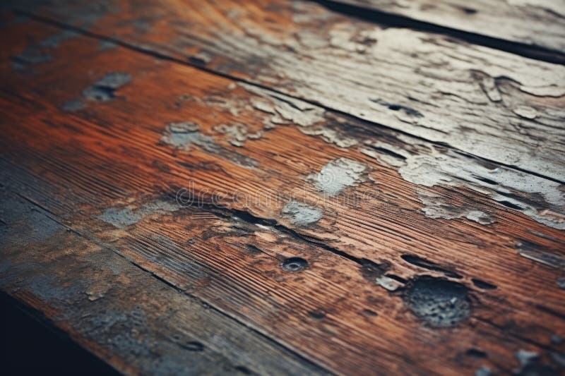 Close-up of a Worn-out Wooden Table with Peeling Paint Stock Photo ...
