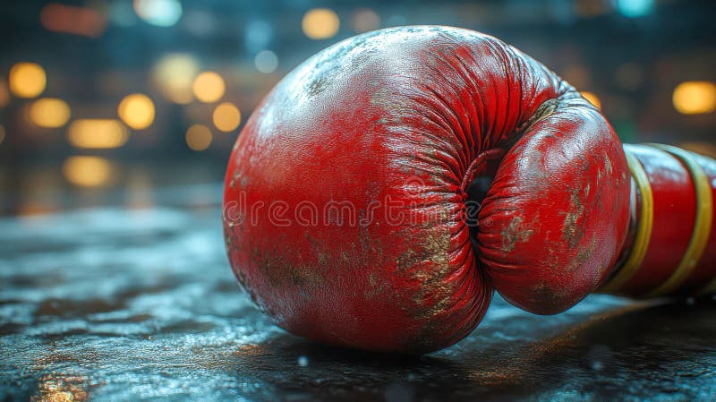Close-up of a Worn Red Boxing Glove, Symbolizing Strength and ...