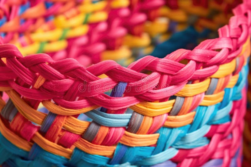 Close-up of a Woven Basket with Colorful Patterns Stock Illustration ...