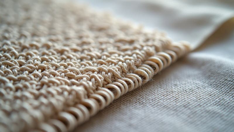 Close-up of Woven Beige Textile with Detailed Knitting Patterns Stock ...