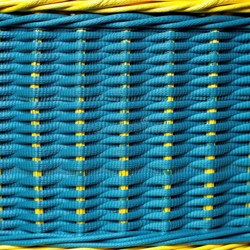 Close Up of Woven Blue and Yellow Picnic Basket Pattern, Rustic, Repeat ...