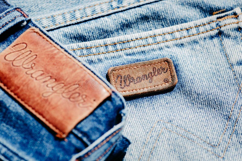 Closeup of Wrangler Label on Blue Jeans. Editorial Stock Image - Image ...