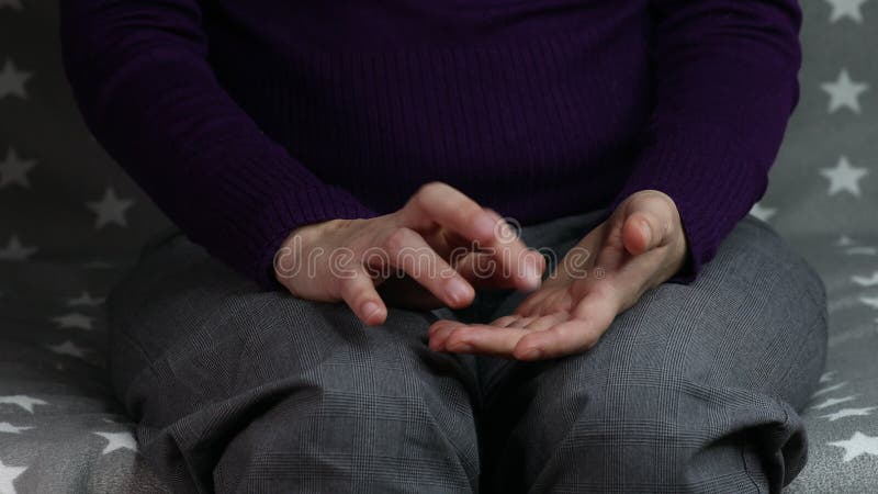 Close-up of Wringing Nervous Woman Hands Stock Video - Video of ...
