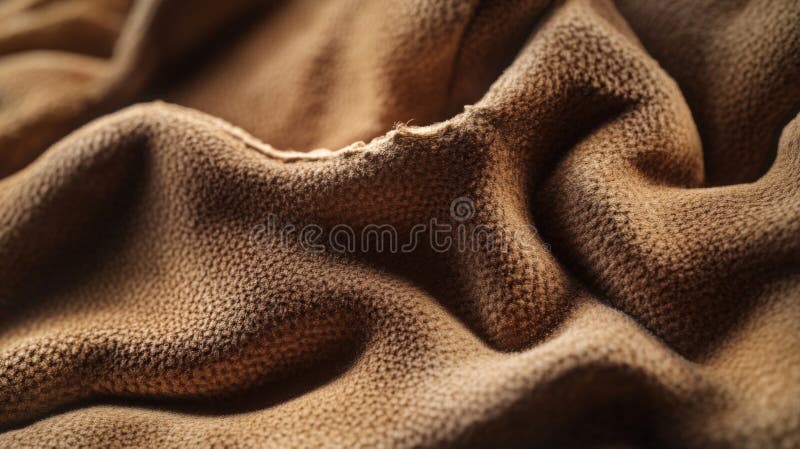 Close-up of Wrinkled Brown Fabric with a Small Tear Stock Illustration ...