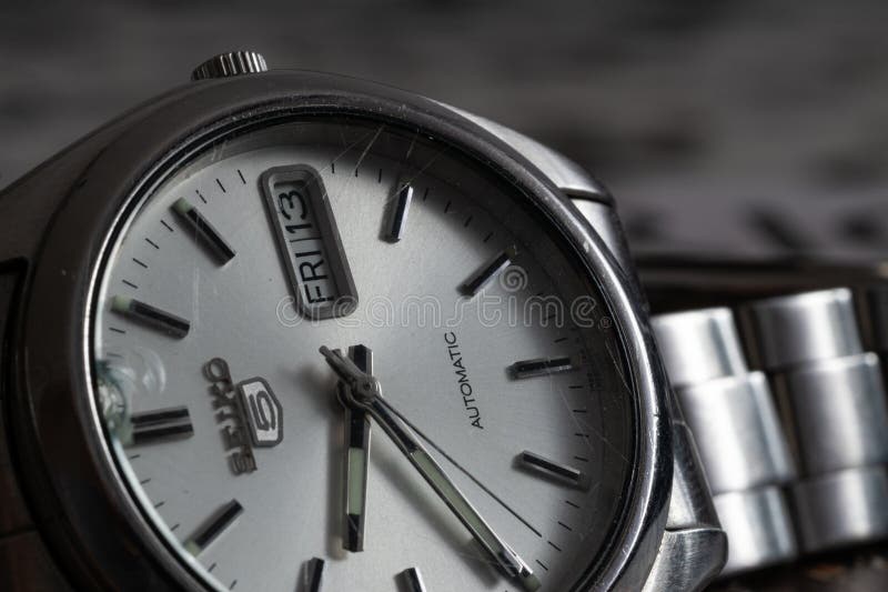 Close Up of Wrist Watch with Broken and Scratched Glass Editorial Stock ...