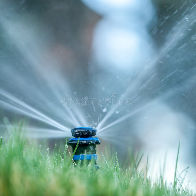 Close Up of Yard Sprinkler with Blurred Background Stock Photo - Image ...