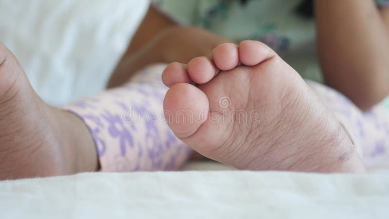 Close Up of Dry Child Feet on Bed , Stock Video - Video of children ...
