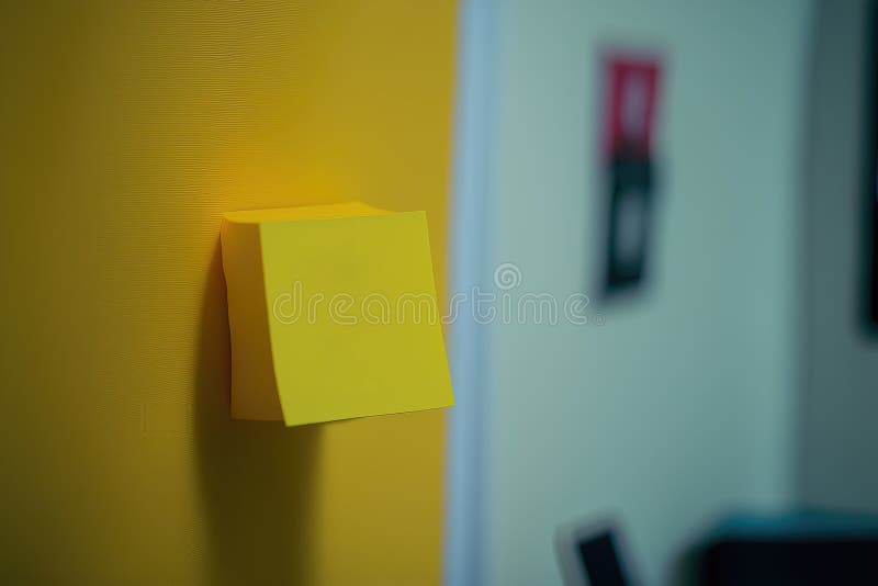 Close-up of a Yellow Adhesive Sticker on a Yellow Wall, Ai Generated ...