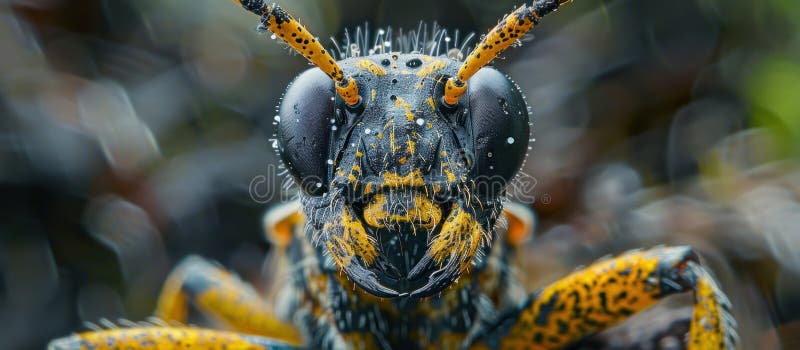 Close Up of a Yellow and Black Insect Stock Image - Image of biology ...