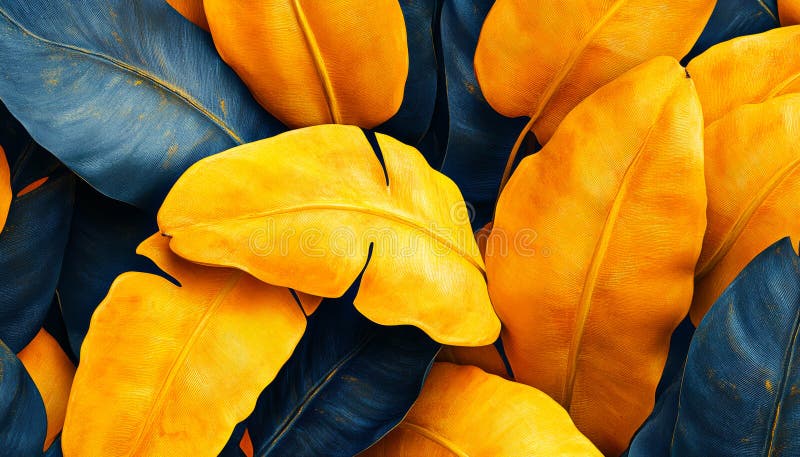 A Close Up of Yellow and Blue Leaves Stock Photo - Image of closeup ...