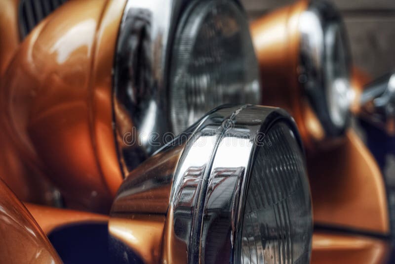 Close Up of Yellow Classic Car Lights Stock Photo - Image of classic ...