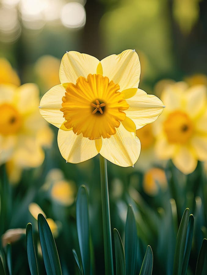 Close-up of Yellow Daffodil in a Garden during Spring. Stock Image ...