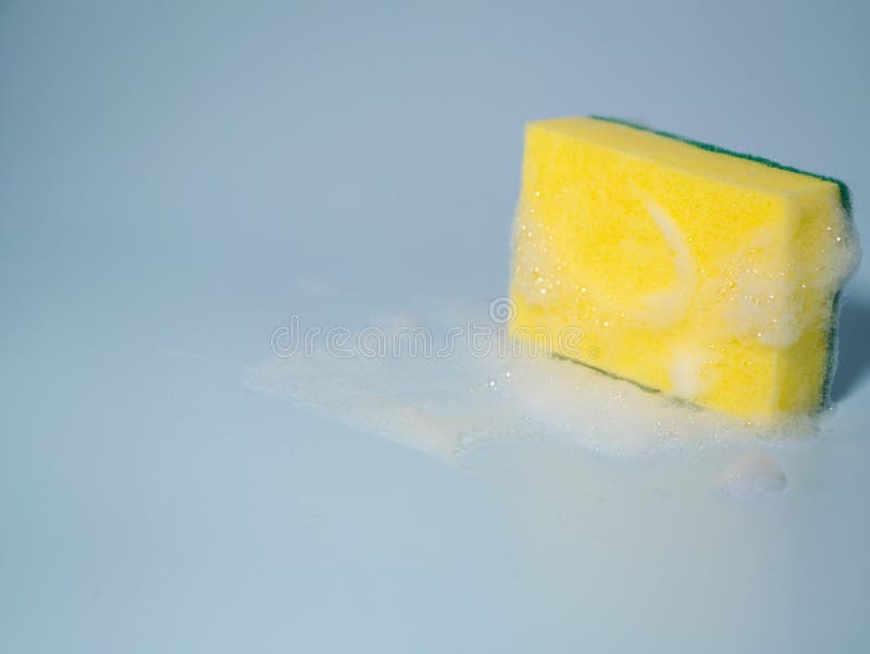 Close-up of Yellow Dish Washing Sponge,foamy Cleaning Sponge Editorial ...