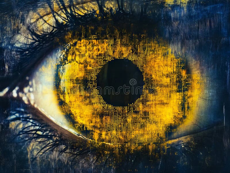 A Close Up of a Yellow Eye with a Black Pupil Stock Image - Image of ...