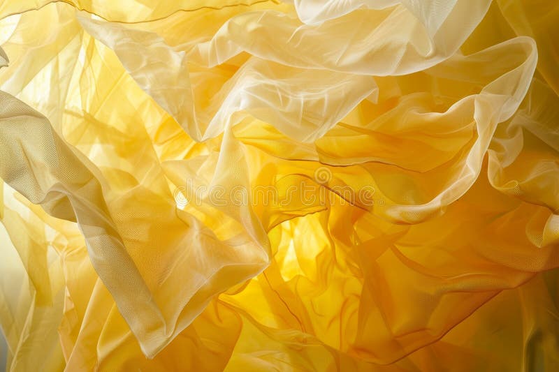 A Close-up of Yellow Fabric with Layers Creating Depth and Illuminating ...