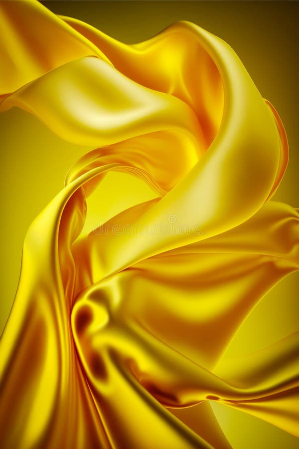Close Up of Yellow Fabric with Very Long, Flowing Fabric. Generative AI ...