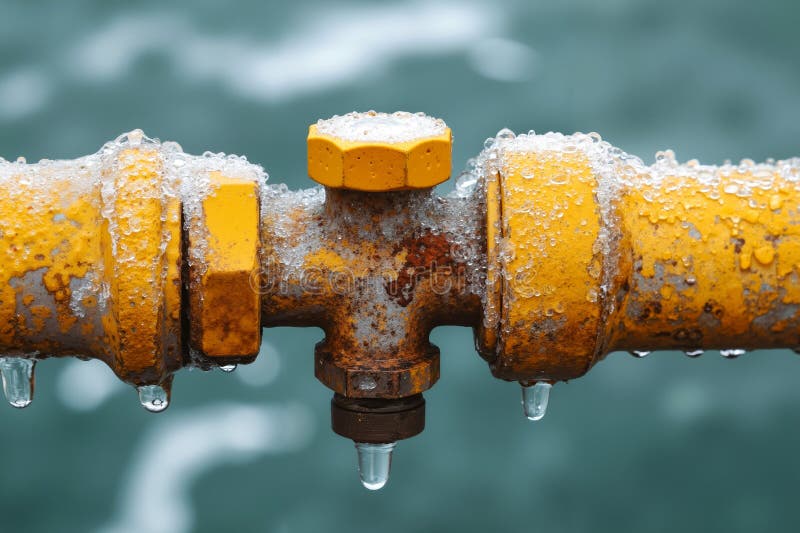 A Yellow Pipe with Water Droplets on it Stock Image - Image of tear ...