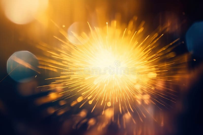 A Close Up of a Yellow Firework with a Blurry Light in the Background ...