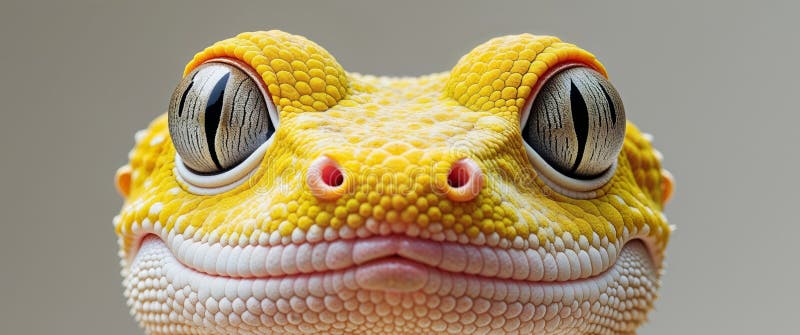 A Close Up of a Yellow Gecko S Face with Big Eyes Stock Image - Image ...