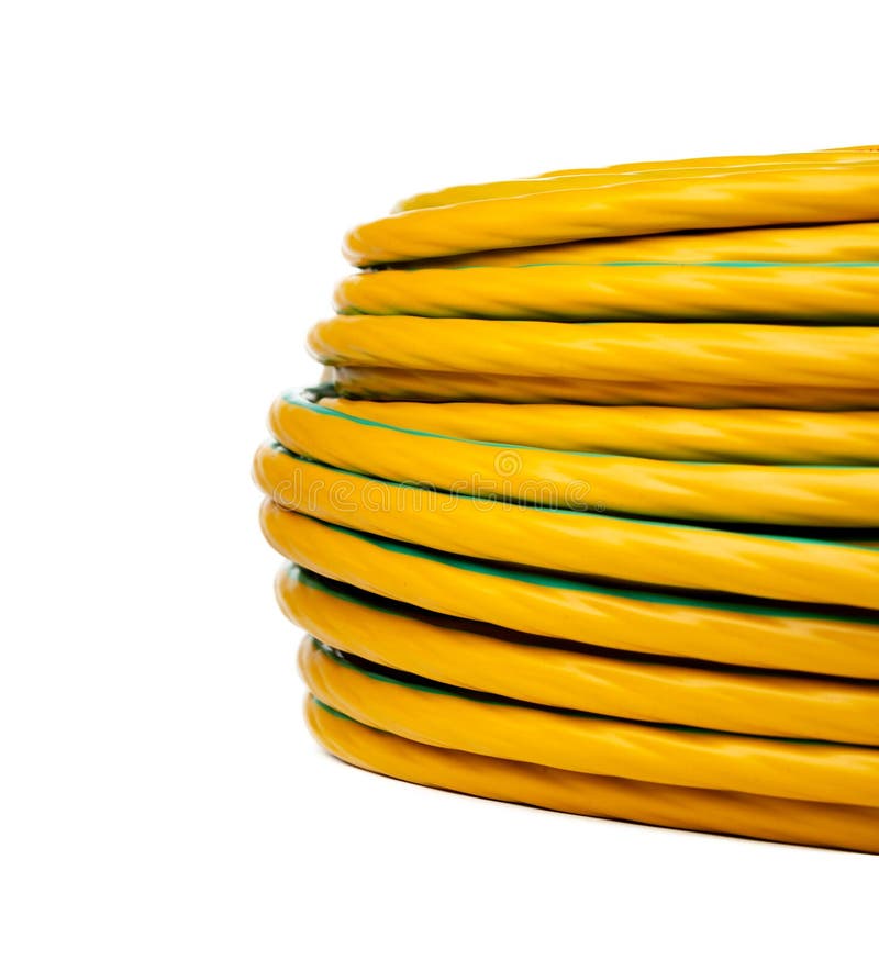 Close-Up of Yellow and Green Striped Electrical Cable Stock ...