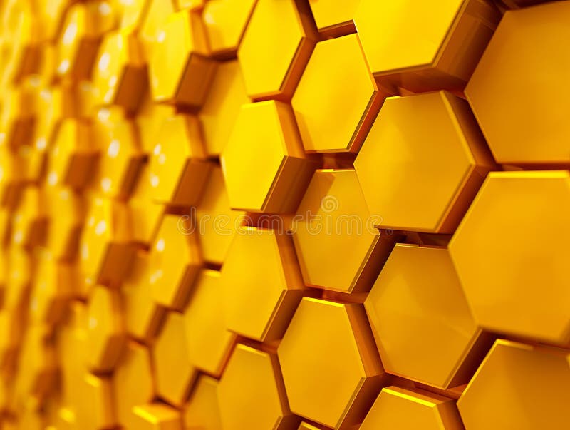 A Close Up of a Yellow Hexagonal Wall Stock Photo - Image of honeycomb ...