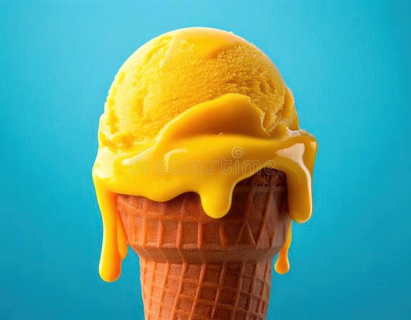 Close Up of a Yellow Ice Cream Stock Illustration - Illustration of ...