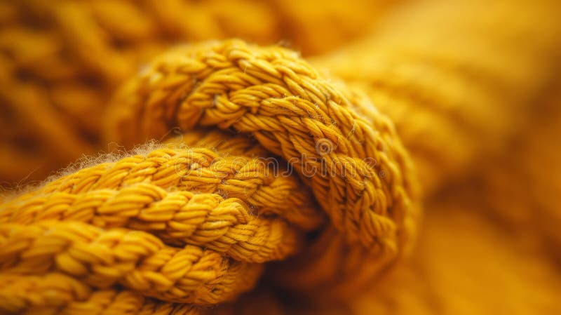 Close-up of a Yellow Knotted Rope. Stock Photo - Image of nylon ...
