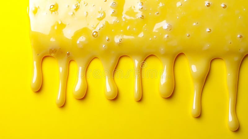 A Close Up of a Yellow Liquid Dripping Down a Yellow Background Stock ...