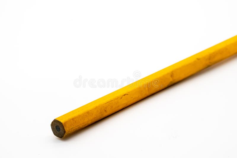 Close Up on Yellow Pencil on White Background. Stock Image - Image of ...