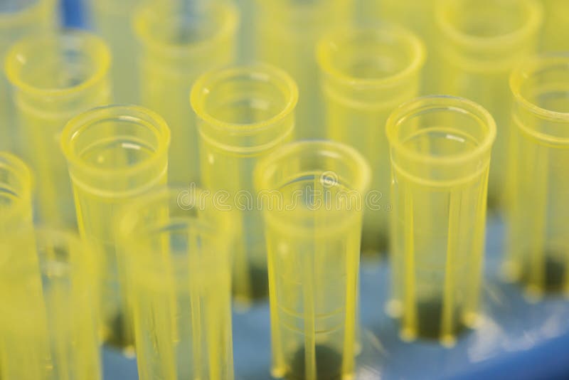 Close Up Yellow Pipette Tips Stock Image - Image of multichannel ...