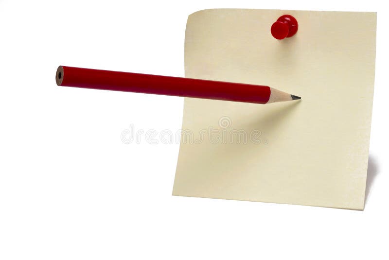 Closeup Postit Pin Pointed Pencil White Background Stock Image - Image ...
