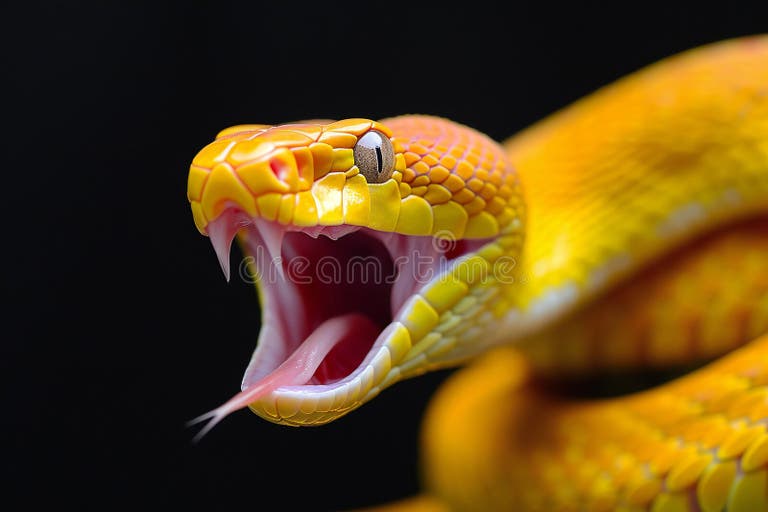 Close Up of a Yellow Rat Snake (Python Reticulatus) Stock Illustration ...