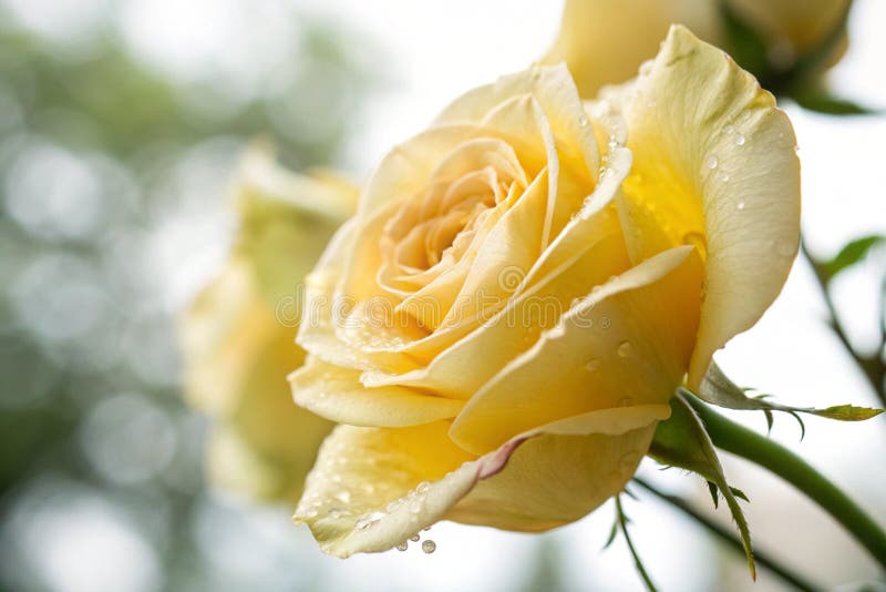 Close up of a yellow rose stock illustration. Illustration of ...