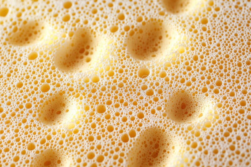 Close-up of Yellow Sponge Surface with Bubbles in Macro Photography ...