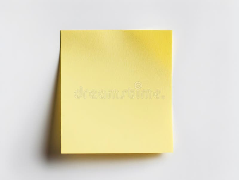 Close Up of Yellow Sticky Note on Crisp White Background in Minimalist ...
