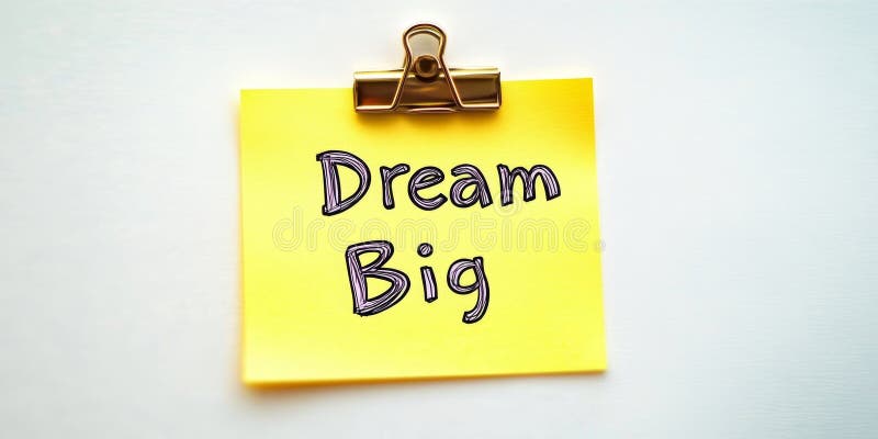 Close-Up of a Yellow Sticky Note with Dream Big Written on it, Attached ...
