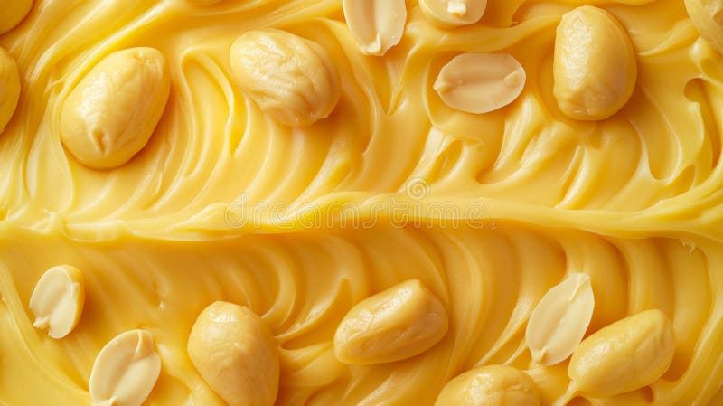 A Close Up of a Yellow Substance with Some White Stuff on it, AI Stock ...