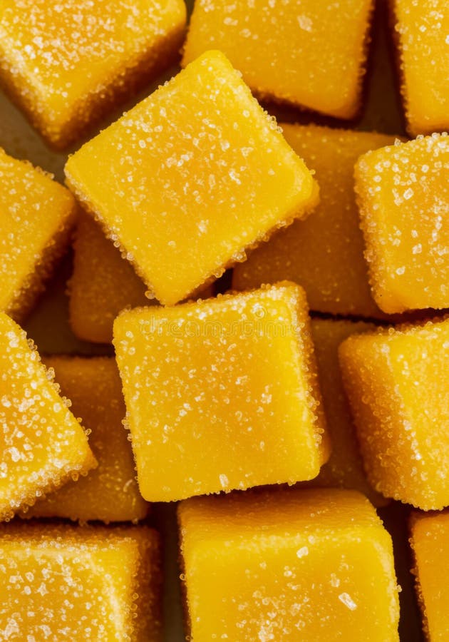 Close Up of Yellow Sugar Coated Candy Cubes Stock Image - Image of coated, tasty: 380553541