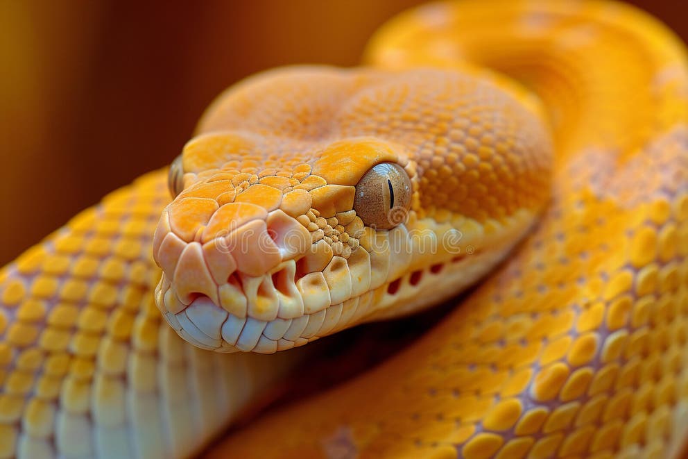 Close-up of a Yellow Tree Python (Python Reticulatus) Stock ...