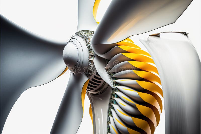 A Close Up of a Yellow and White Propeller on a White Background with a ...