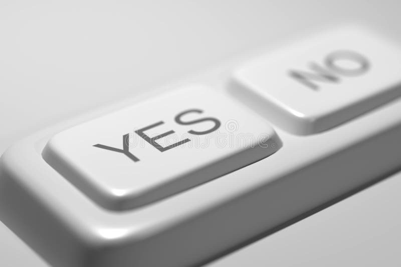 Close-up of Yes and No White Buttons Stock Illustration - Illustration ...
