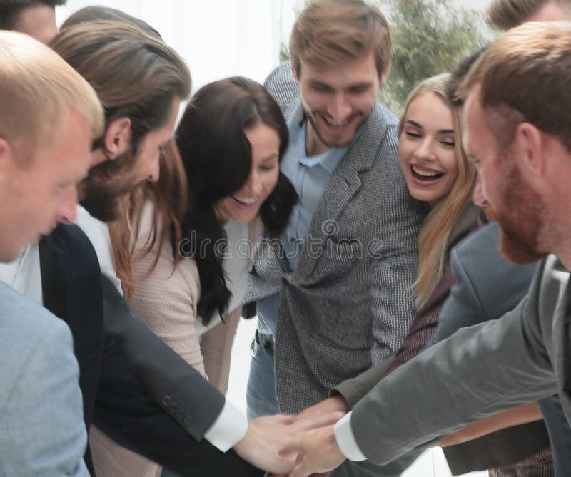 Close Up. Young Business Group Reading a Signed Contract Stock Photo ...