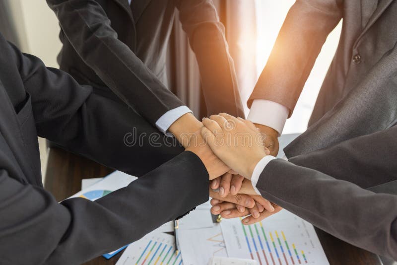 Close Up of Young Business People Putting Their Hands Together. Stack ...
