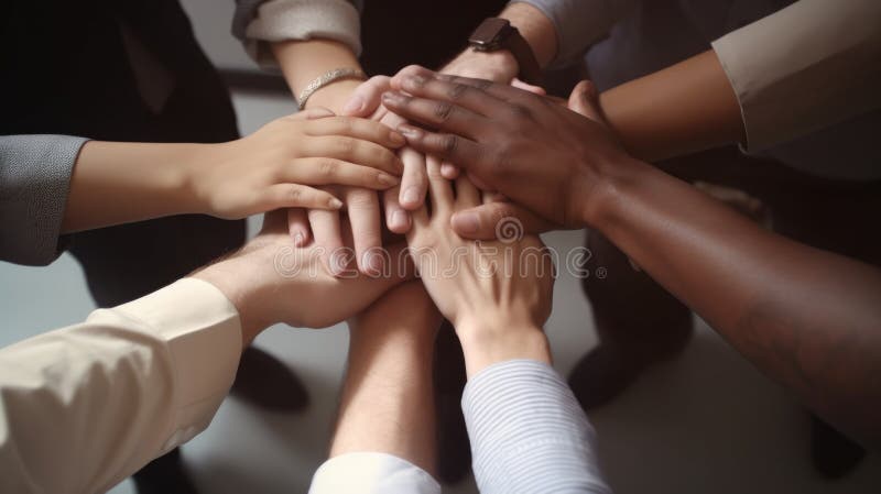 Close Up of Young Business People Putting Their Hands Together. Stack ...