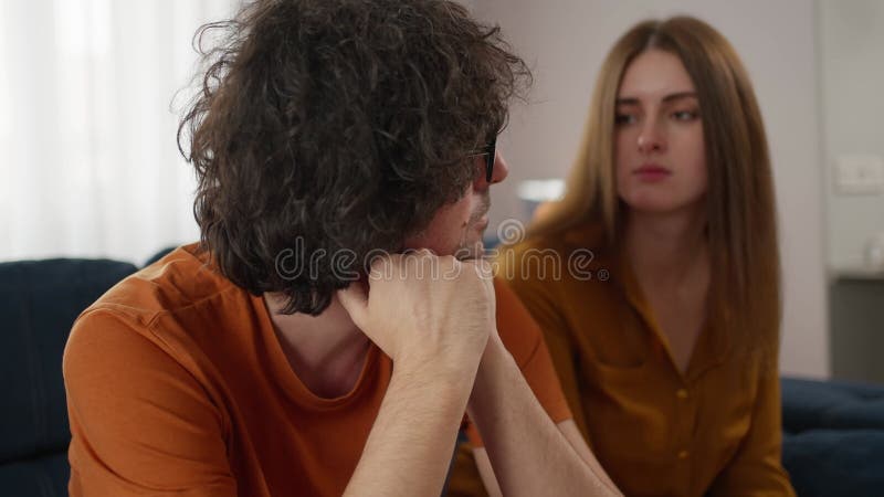 Close Up Young Couple Talking about Their Problems, Reaching Solutions ...